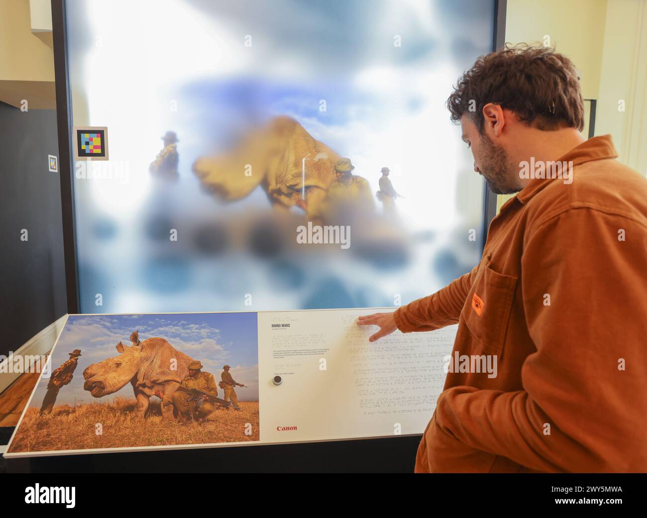 Somerset House London 04-April 2024 The wall mounted image is covered ...