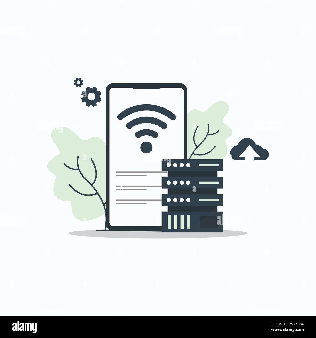 Wireless Network Server Concept Vector Illustration Stock Vector Image ...
