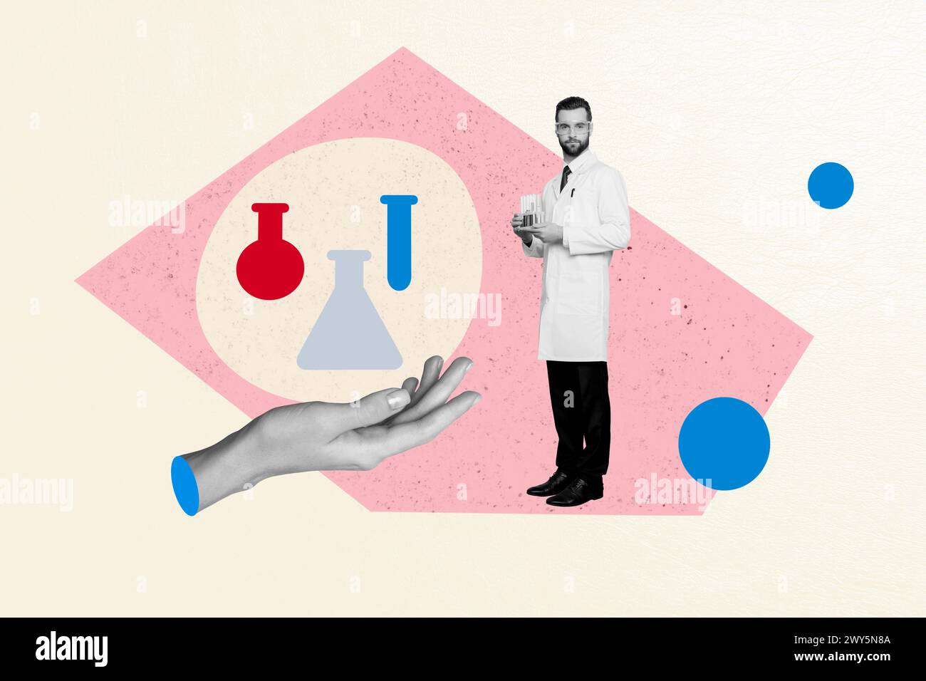 Composite collage picture image of man doctor laboratory flask ...