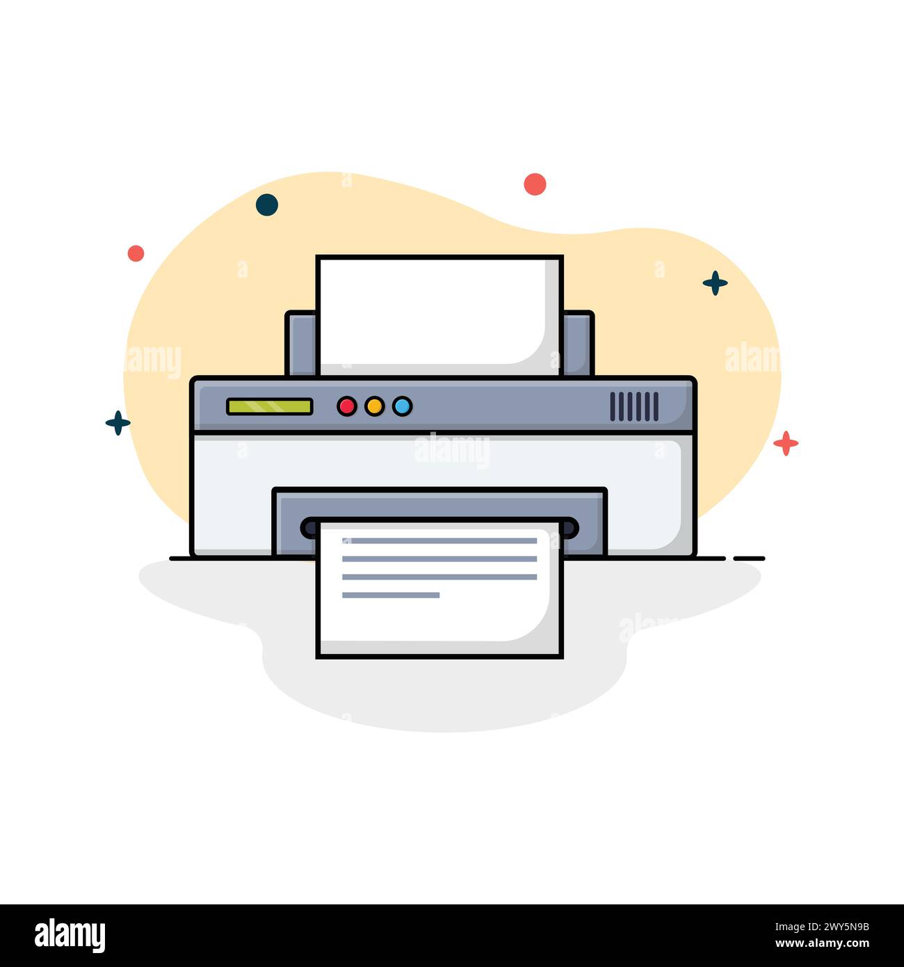 Printer Machine with Paper Vector Illustration. Office Object Concept ...