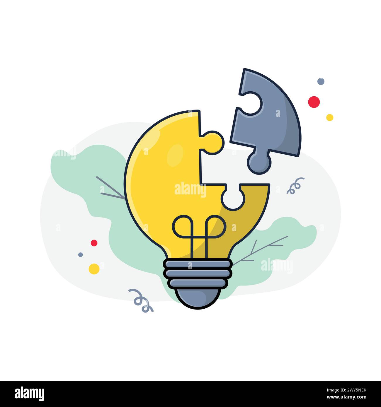 Idea Lightbulb Puzzle Vector Illustration Problem Solution Concept