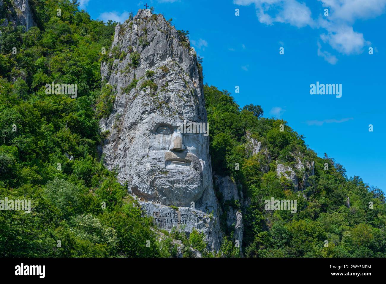 Rock Sculpture of Decebalus at Iron Gates national park in Romania ...