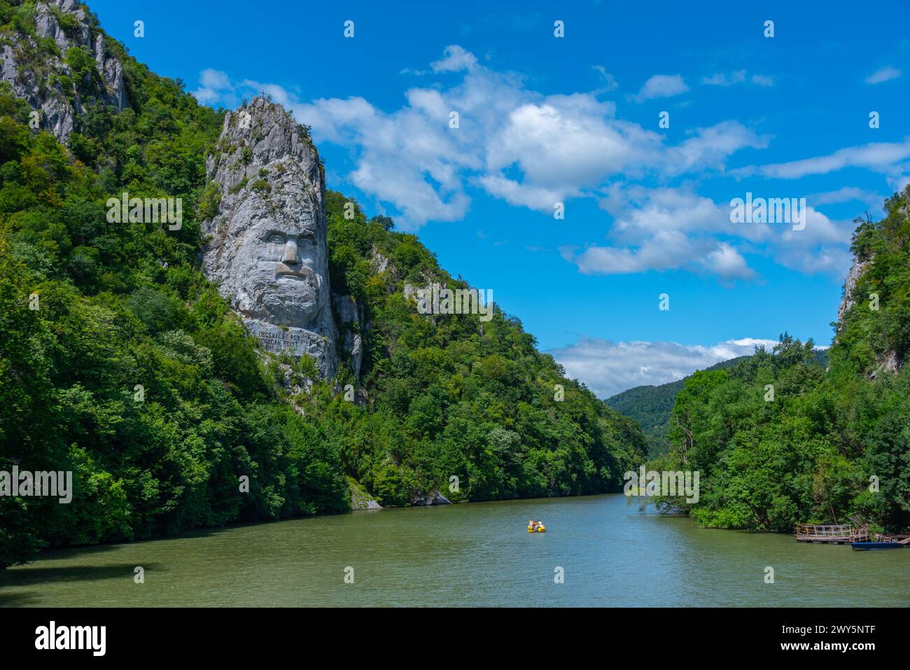 Rock Sculpture of Decebalus at Iron Gates national park in Romania ...