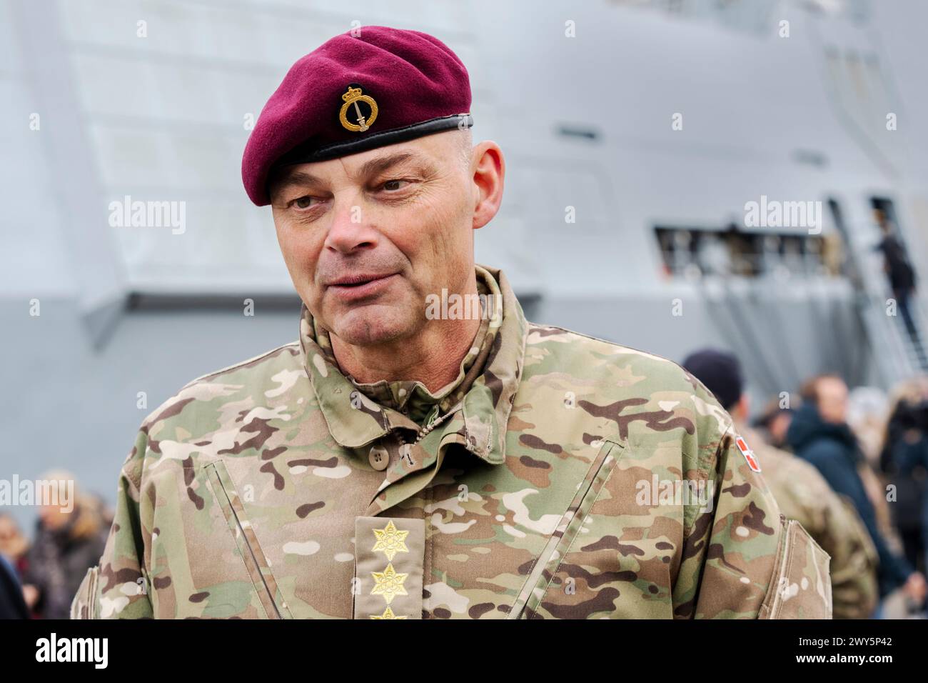 Korsoer, April 4, 2024. The acting defense chief Major General Michael Wiggers Hyldgaard, as the ...