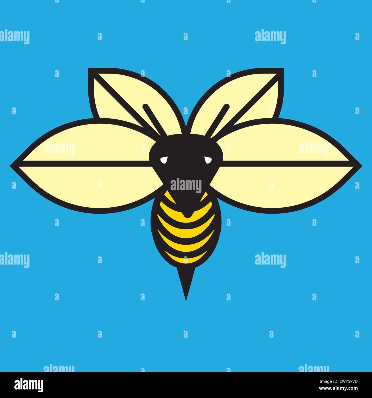 Vector image of a bee on a light blue background Stock Vector Image ...