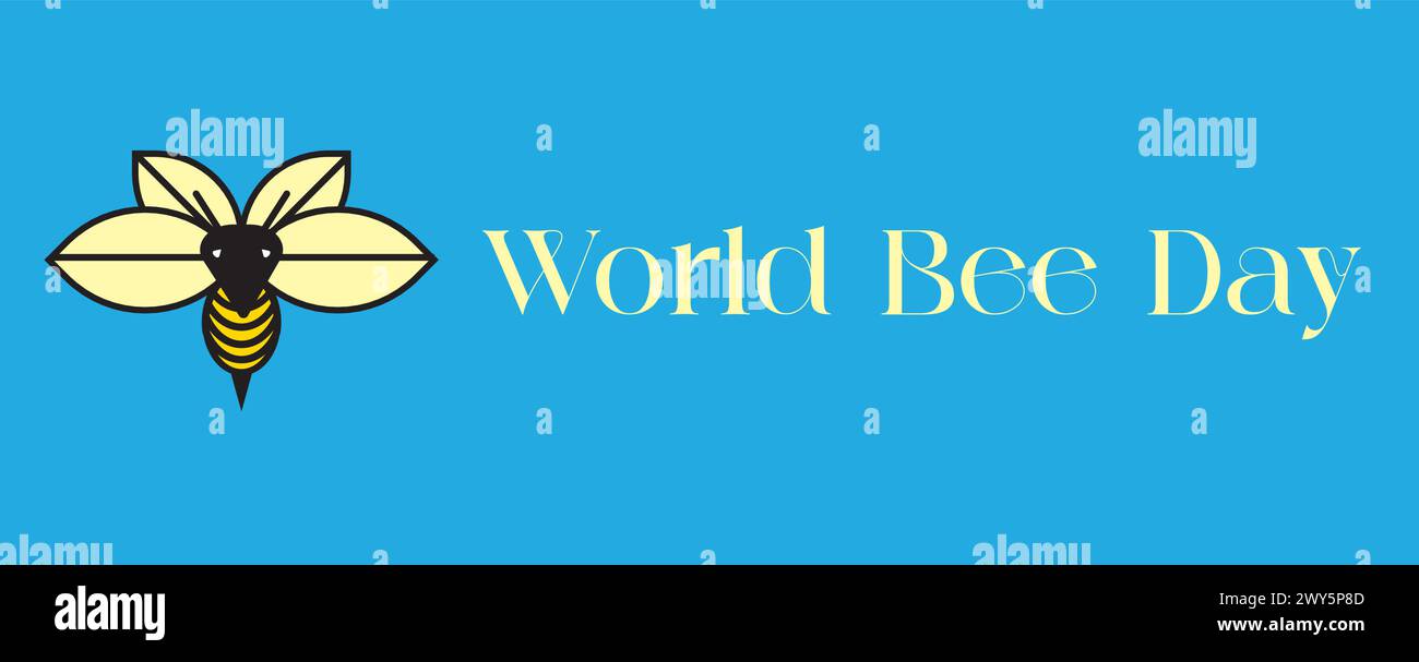 Vector image of a bee on a light blue background with the text World ...