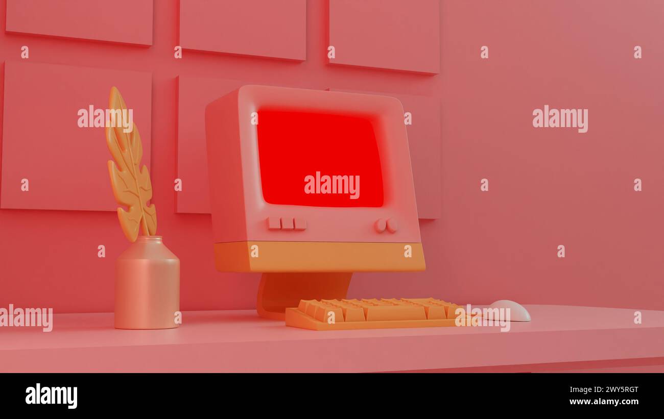 Monochrome Elegance: A Coral Workstation with a Retro Twist Stock Photo ...