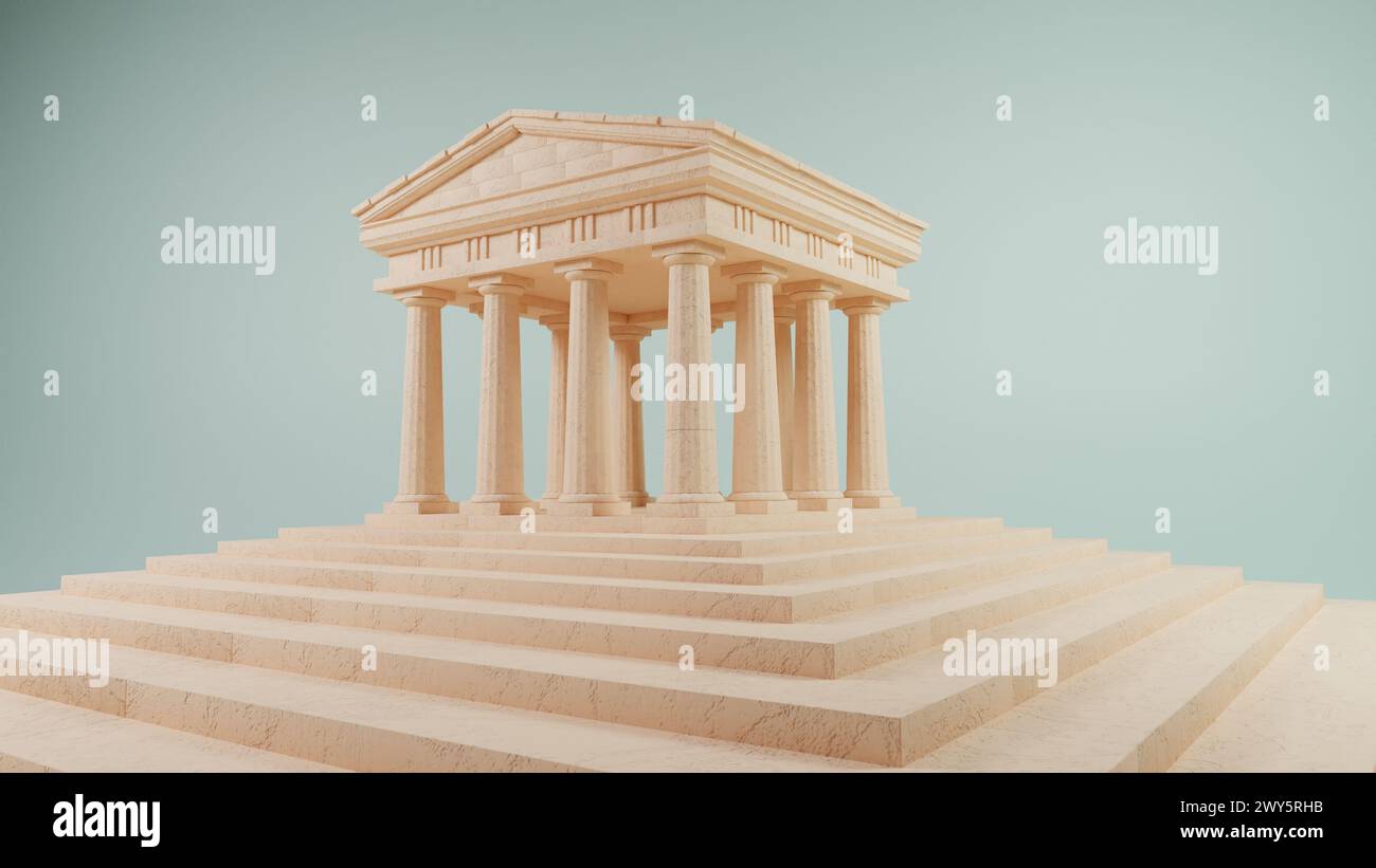 Peach Parthenon: Classical Revival in Pastel Stock Photo - Alamy