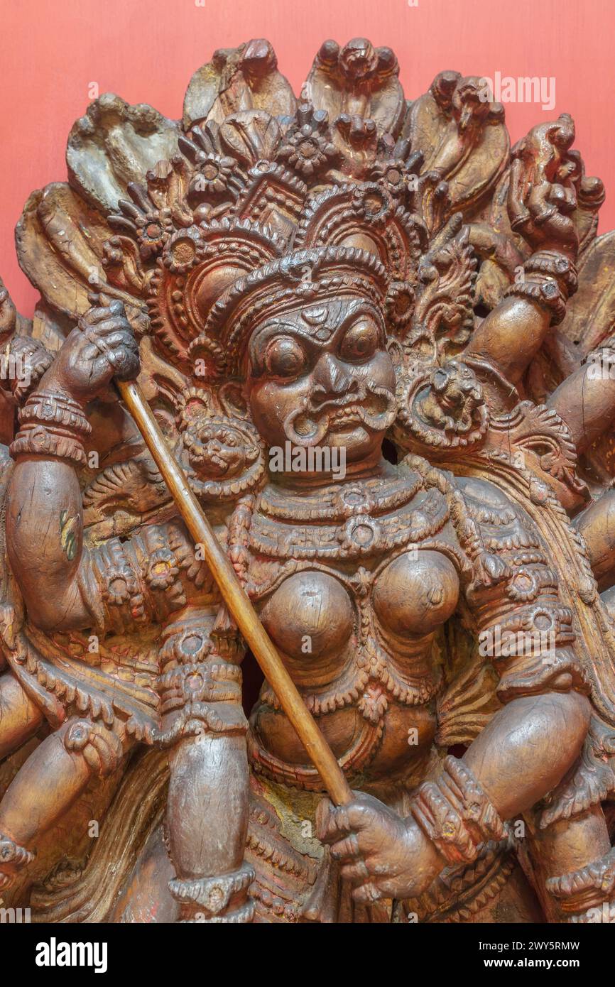 Durga wooden statue, Kerala, National Crafts Museum, New Delhi, India ...
