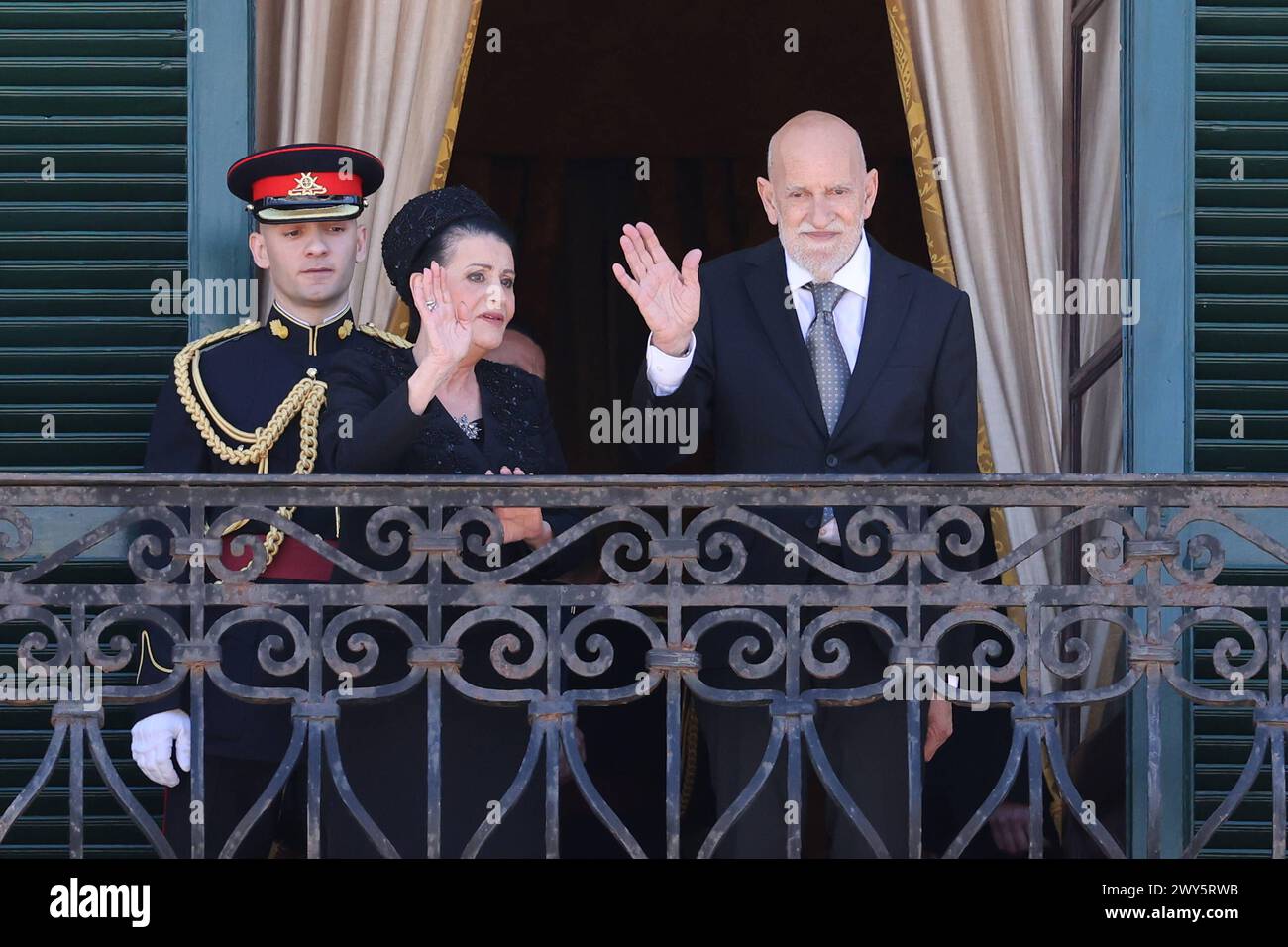 Malta s President-Elect Myriam Spiteri Debono L and her husband Anthony ...