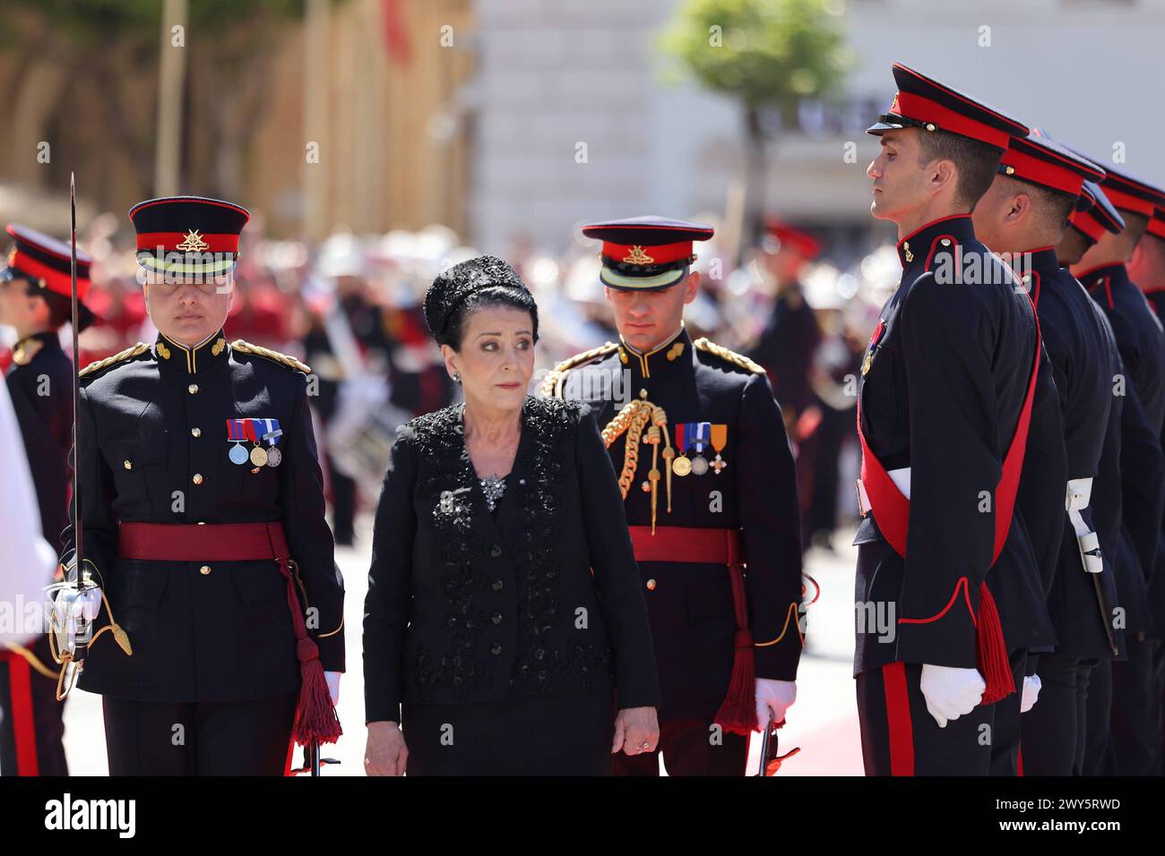 Malta s President-Elect Myriam Spiteri Debono C inspects the guard of ...
