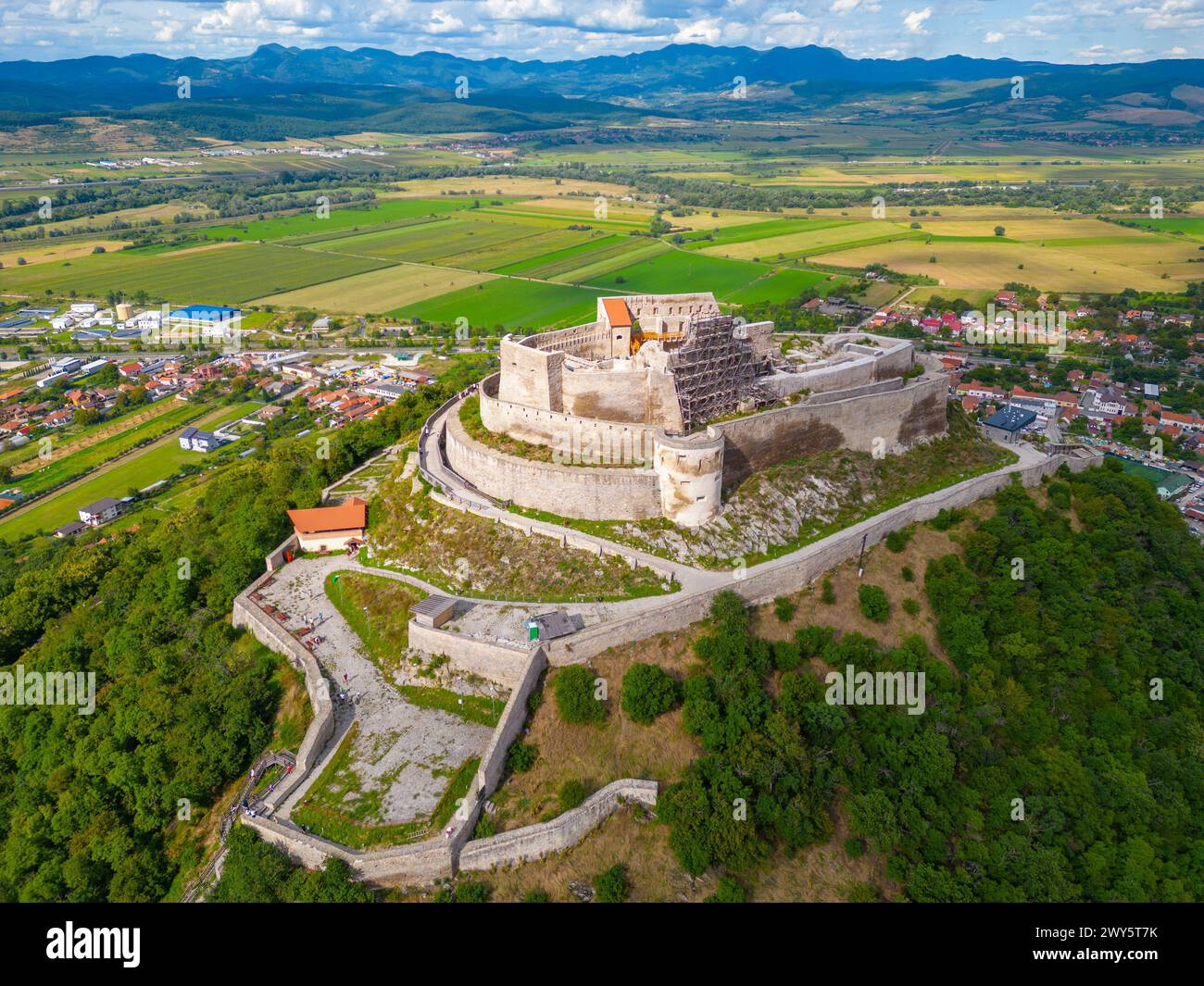 The Fortress of Deva and surrounding countryside in Romania Stock Photo ...