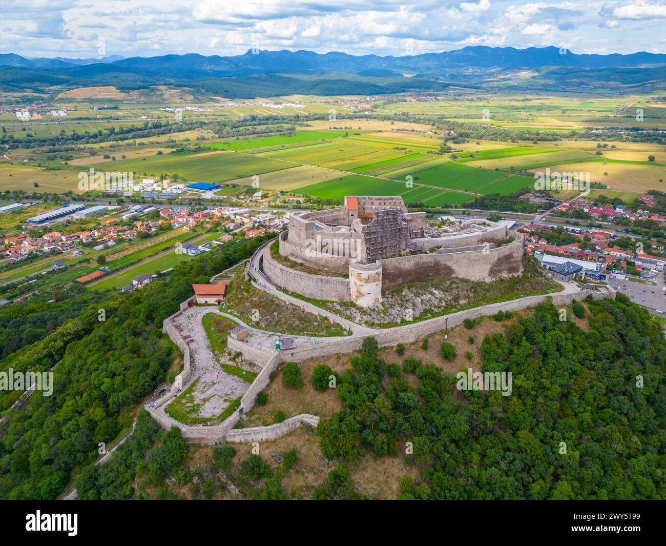 The Fortress of Deva and surrounding countryside in Romania Stock Photo ...