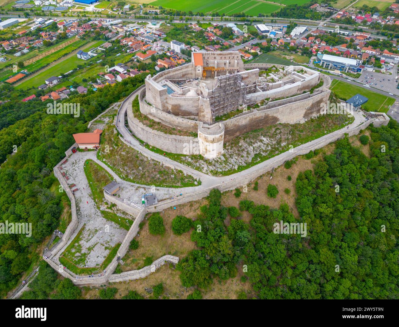 The Fortress of Deva and surrounding countryside in Romania Stock Photo ...