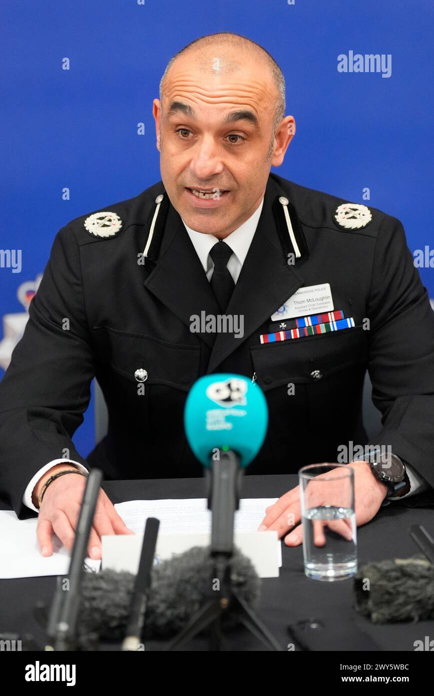 Assistant Chief Constable Thom McLoughlin speaks at a press conference ...