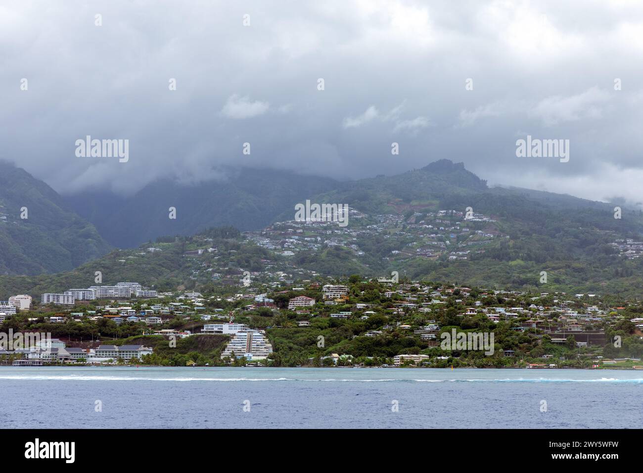 Part of the capital of French Polynesia, Papeete, on the South Pacific ...