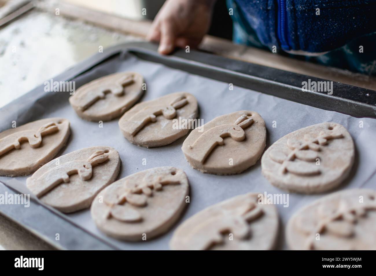 Child having fun modeling dough, authentic activity for fine motor ...