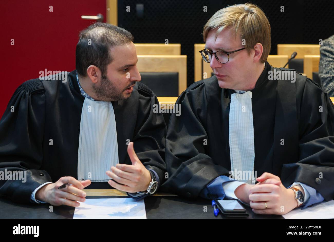 Mons, Belgium. 04th Apr, 2024. Lawyer Ricardo Bruno and Lawyer Joris ...