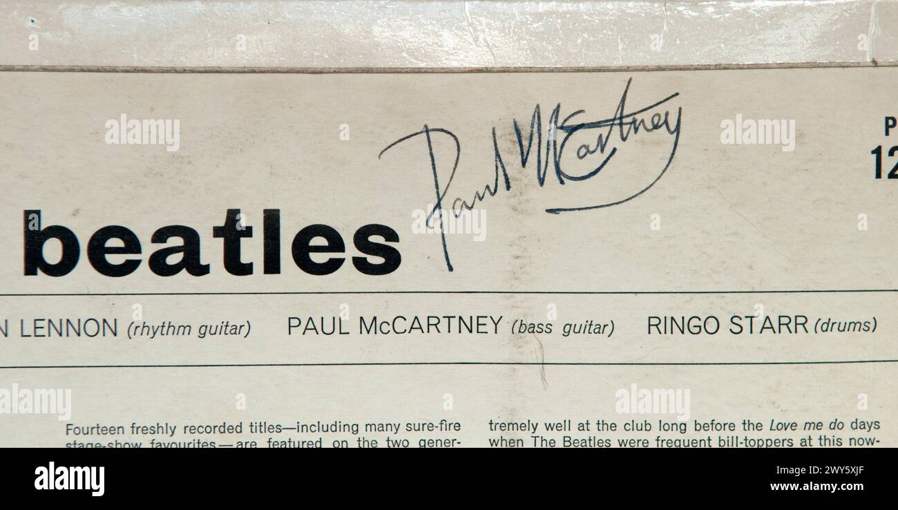 Fake autograph. With the Beatles LP record cover 'signed' by all four ...