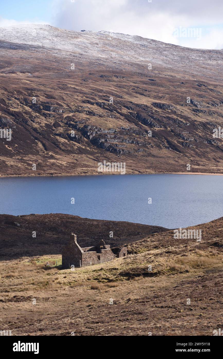 The ruins of Sandwood, near Sandwood Bay and overlooking Sandwood Loch ...