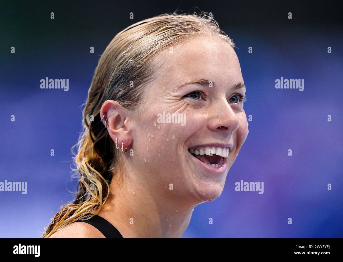Anna Hopkin after the Women's 50m Freestyle Heats on day three of the ...
