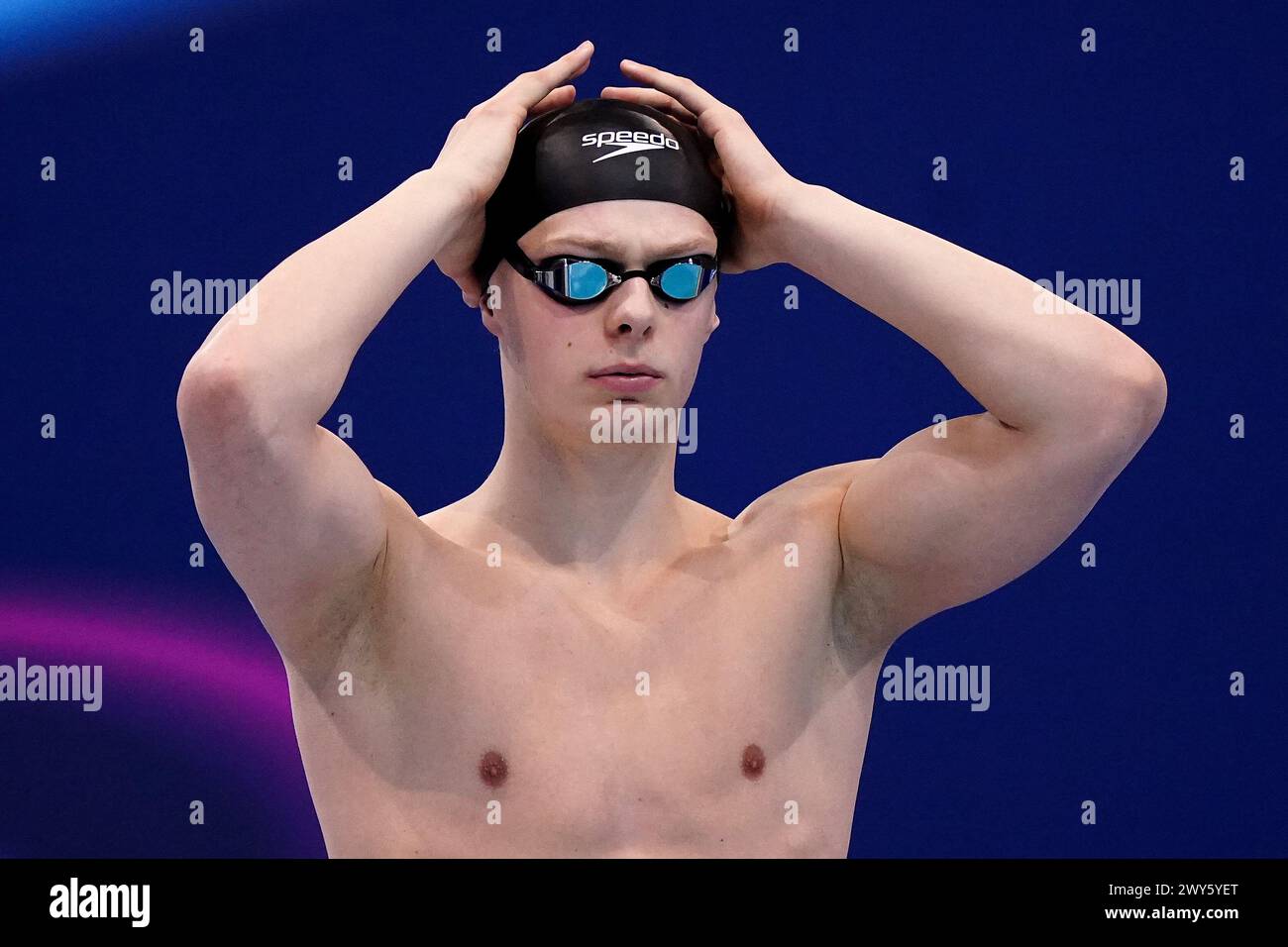 Jack Skerry in action during the Men's 100m Freestyle Heats on day ...