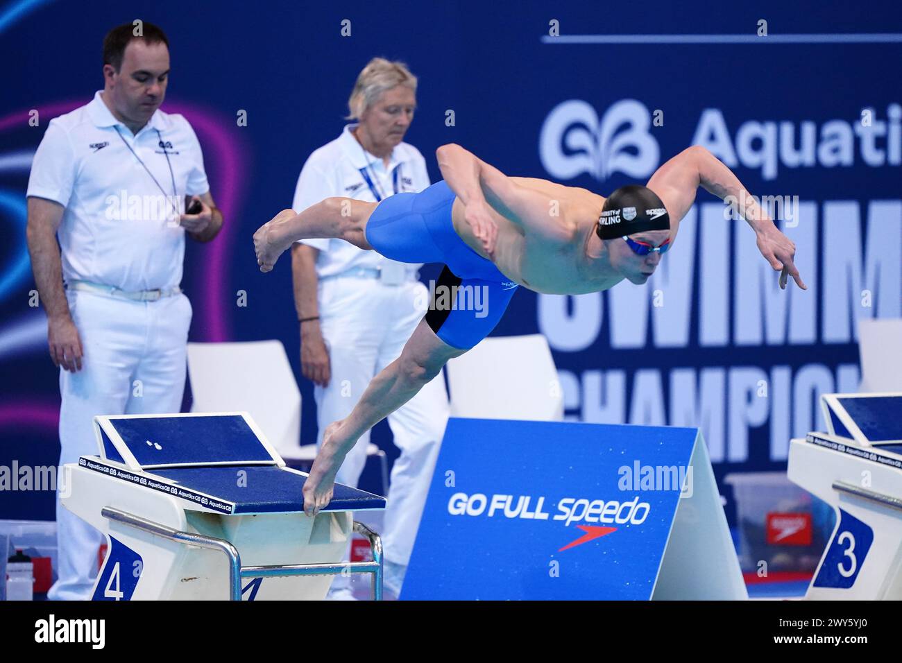 Duncan Scott in action during the Men's 100m Freestyle Heats on day ...