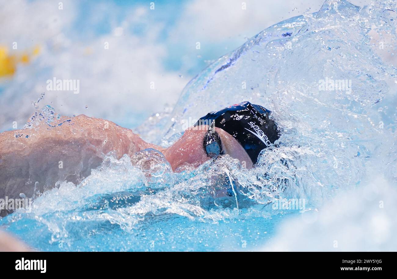 Thomas Dean in action during the Men's 100m Freestyle Heats on day ...