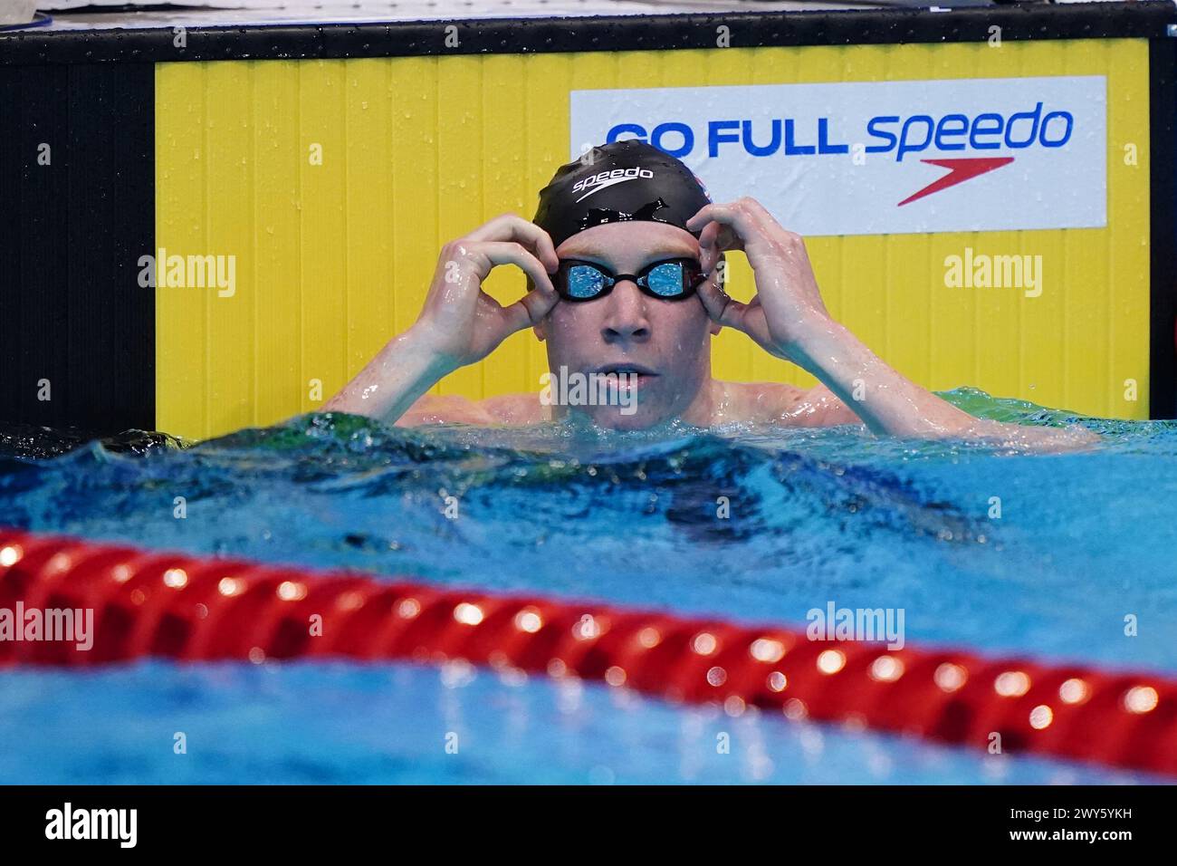 Thomas Dean in action during the Men's 100m Freestyle Heats on day ...