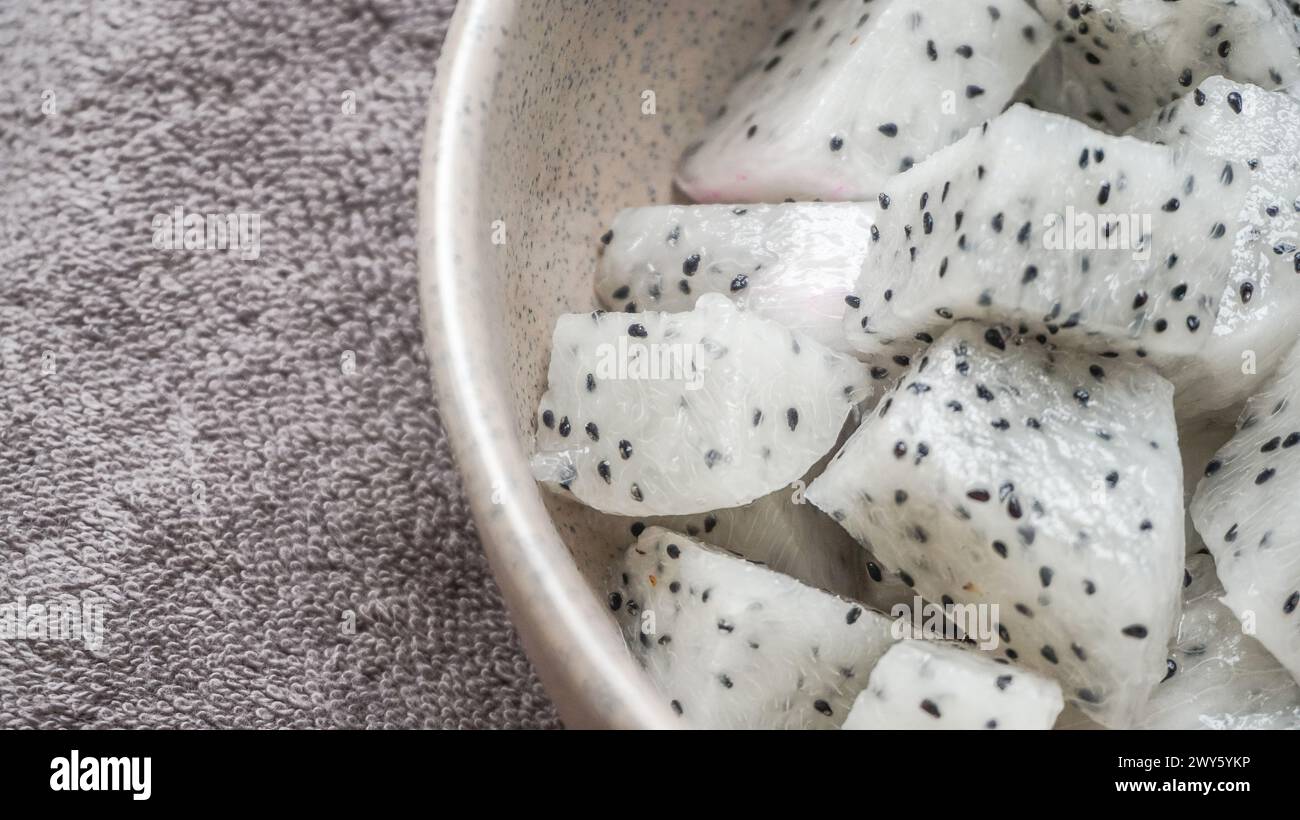 close up a local fruit as know buah naga or dragon fruits Stock Photo ...