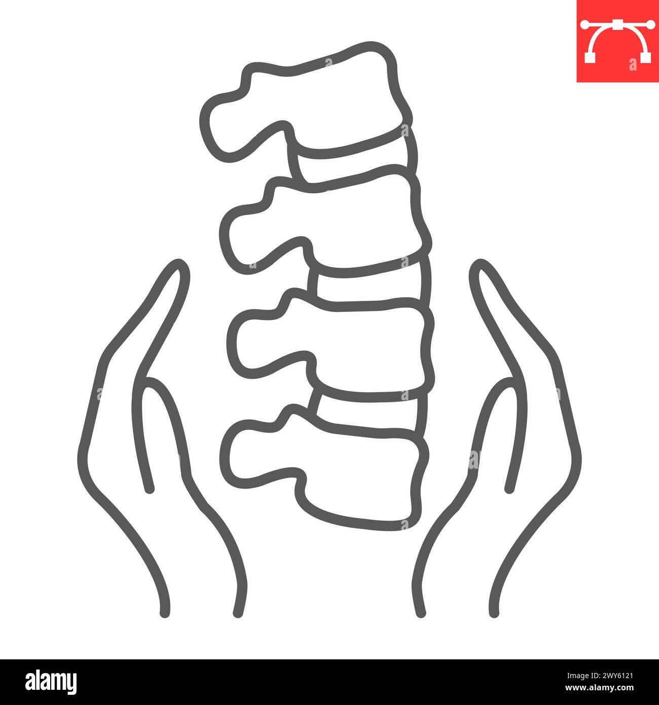Spine care line icon, chiropractor and physiotherapy, osteopathy vector ...