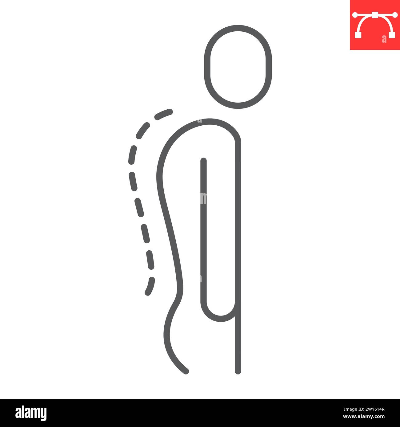 Kyphosis line icon, chiropractor and poor posture, hunchback vector ...