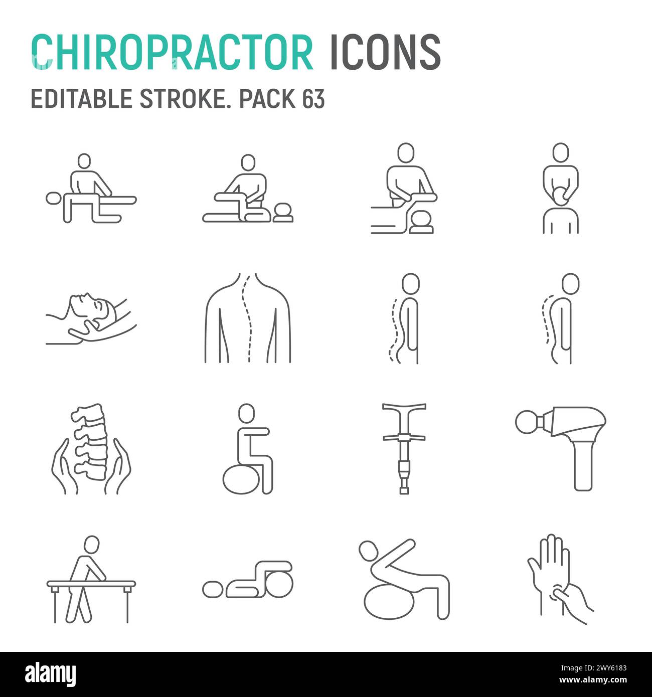 Chiropractor line icon set, human rehabilitation collection, vector ... Chiropractor line icon set, human rehabilitation collection, vector ...