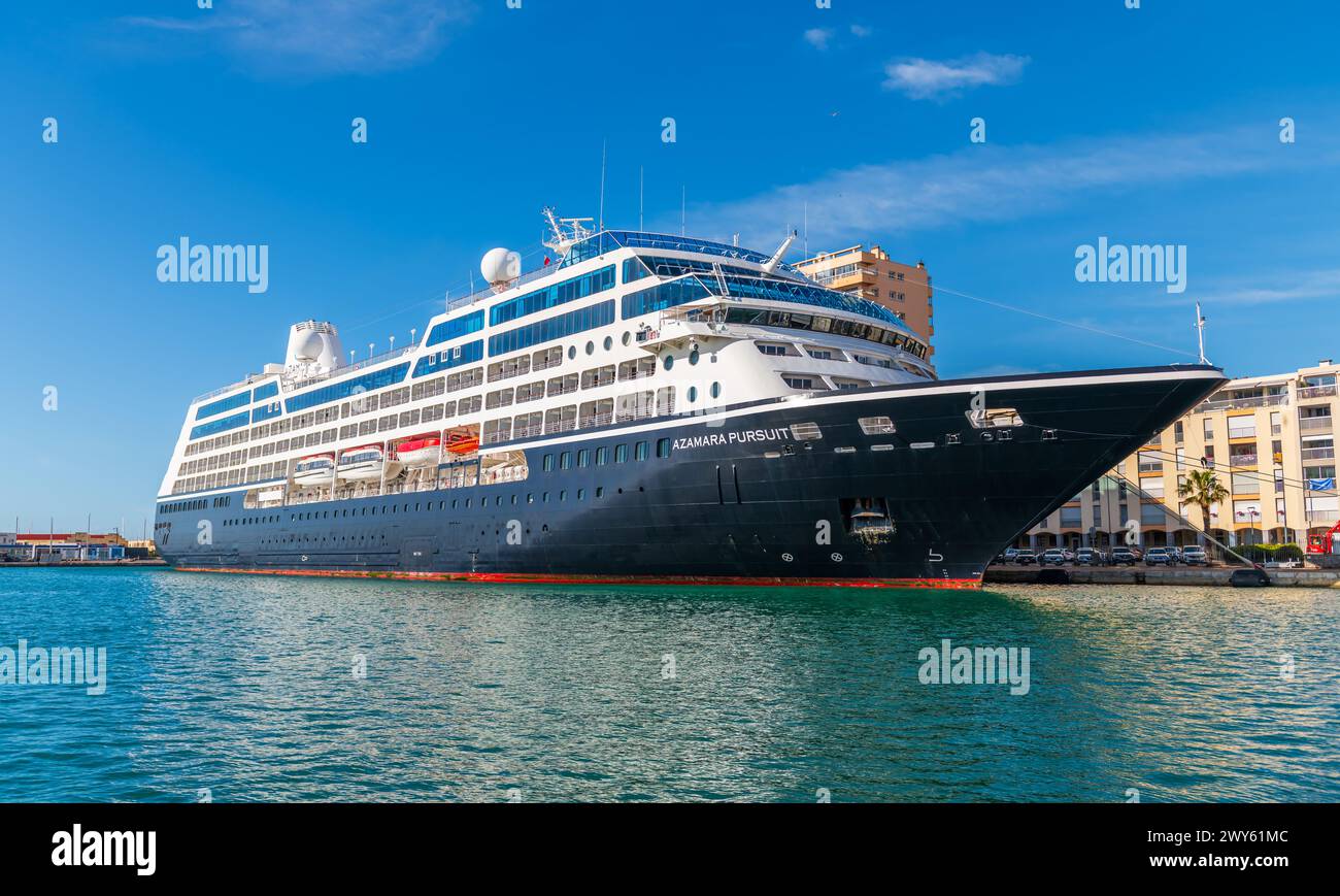 Cruise ship entering the port of Sete, on a summer morning, in ...