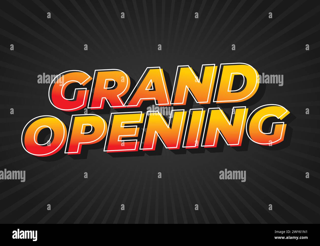 Grand opening. Text effect design in yellow red color with 3 dimension ...