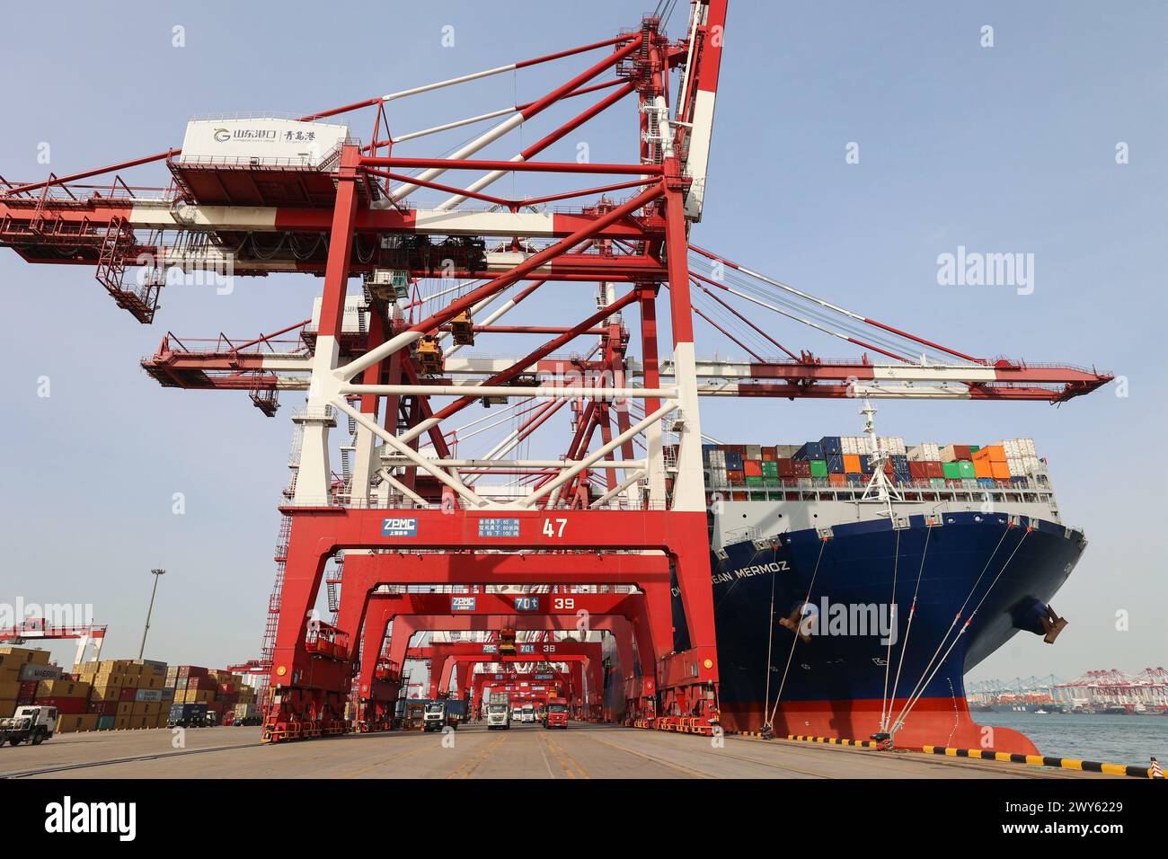 QINGDAO, CHINA - APRIL 4, 2024 - Container ships from international ...