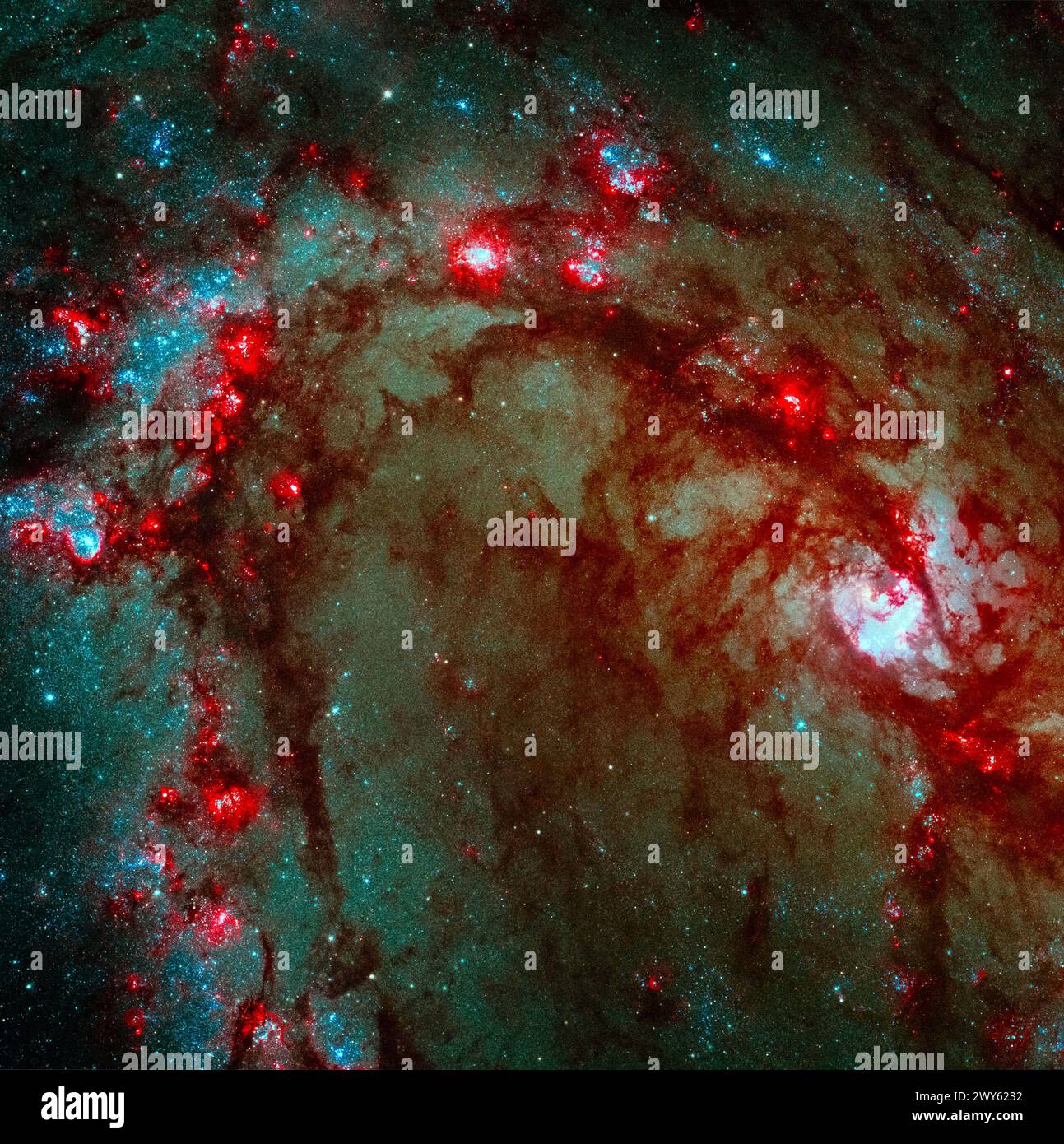 Star Birth in Galaxy M83. Digital enhancement of an image by NASA Stock ...