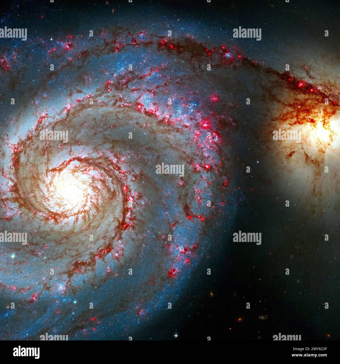 Whirlpool Galaxy (M51) and Companion Galaxy. Digital enhancement of an ...
