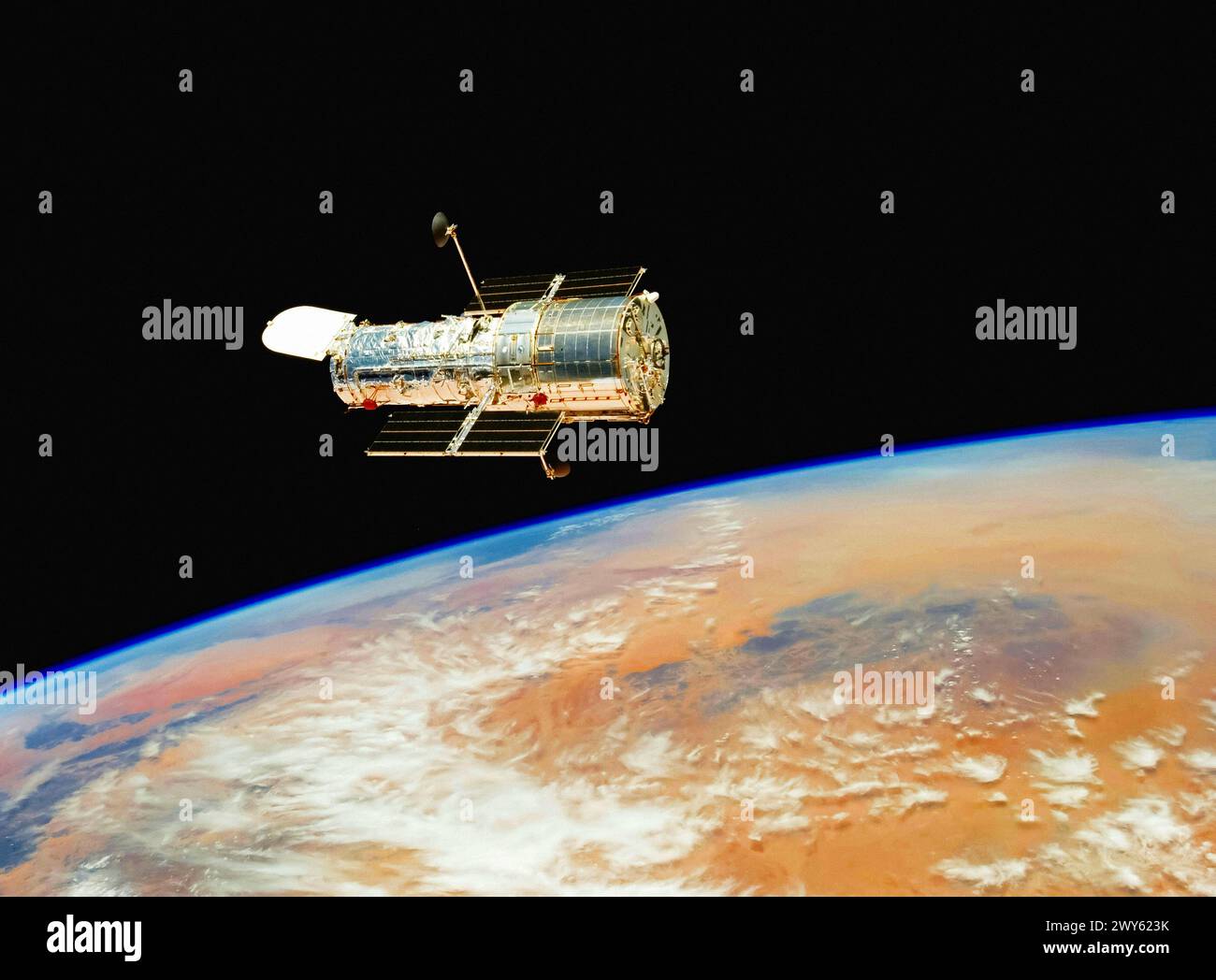Hubble Telescope, space instrument. Digital enhancement of an image by ...