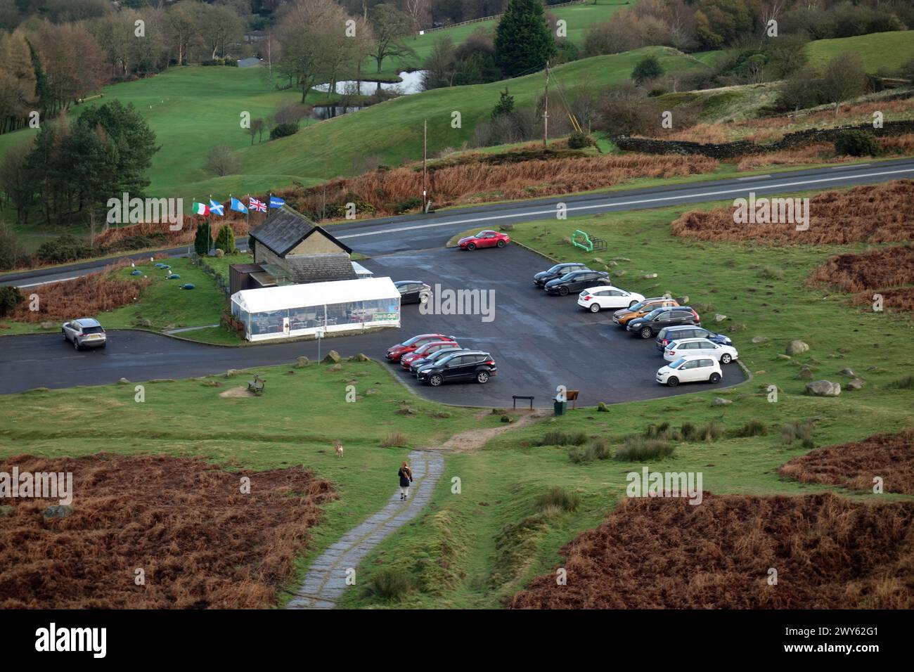 Café and Car Park from the Cow & Calf Rocks on the Ebor Way/Dales Way ...