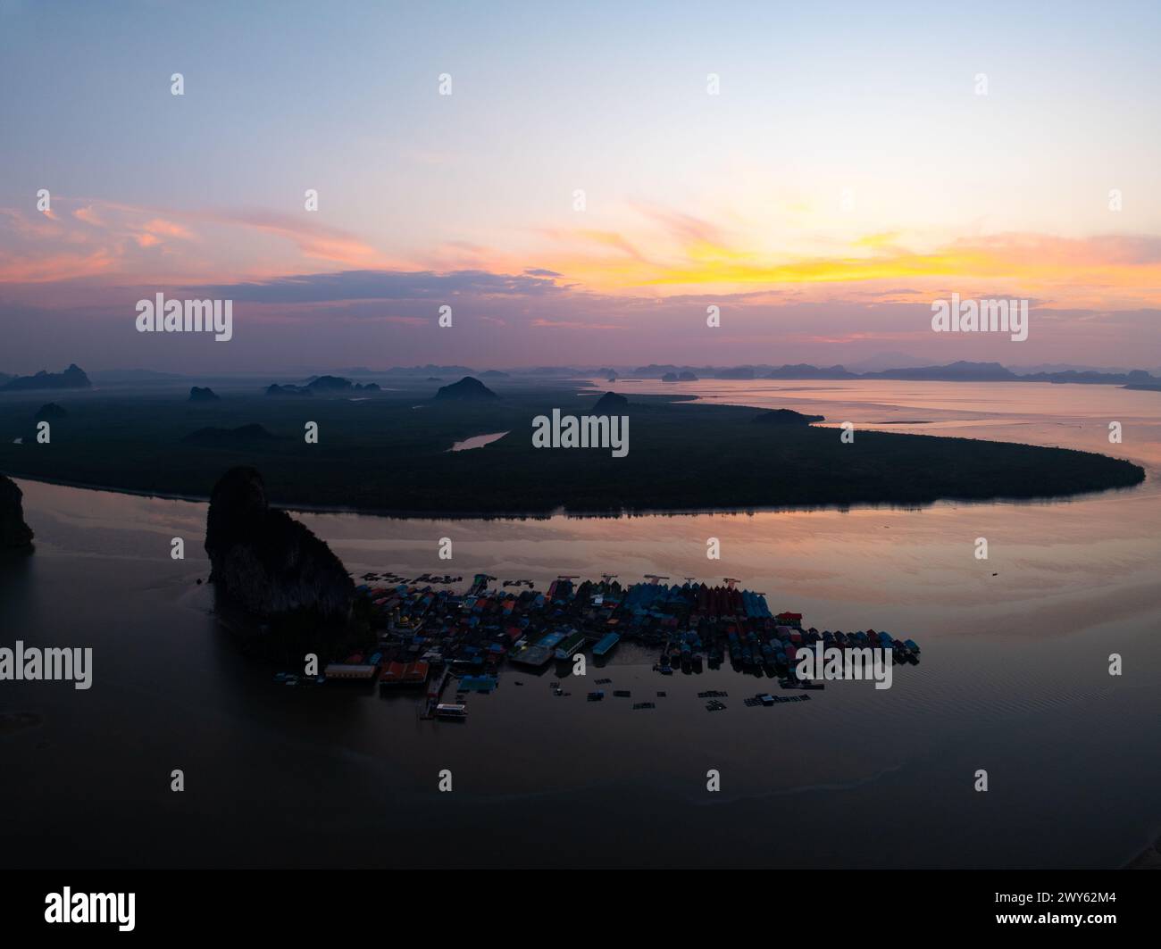 Aerial view of Panyee island in Phang Nga Thailand,High angle view ...