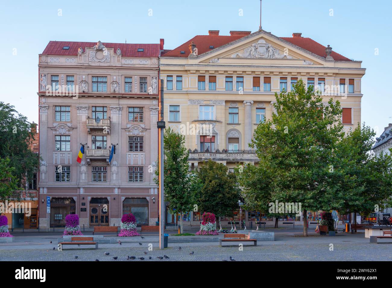 Historical houses in Romanian town Cluj-Napoca Stock Photo - Alamy