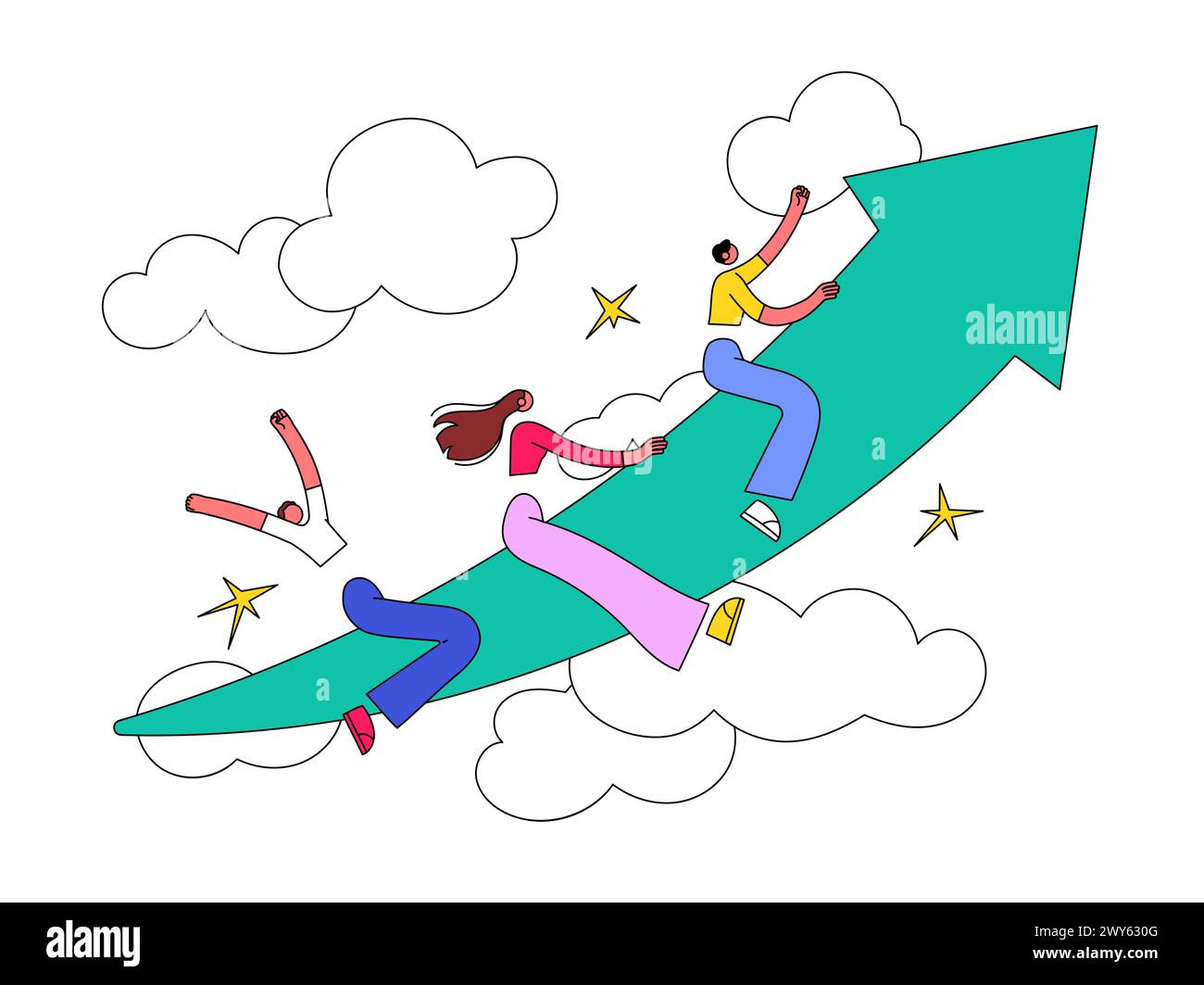 People on the arrow are moving up upward rapidly Stock Vector Image ...
