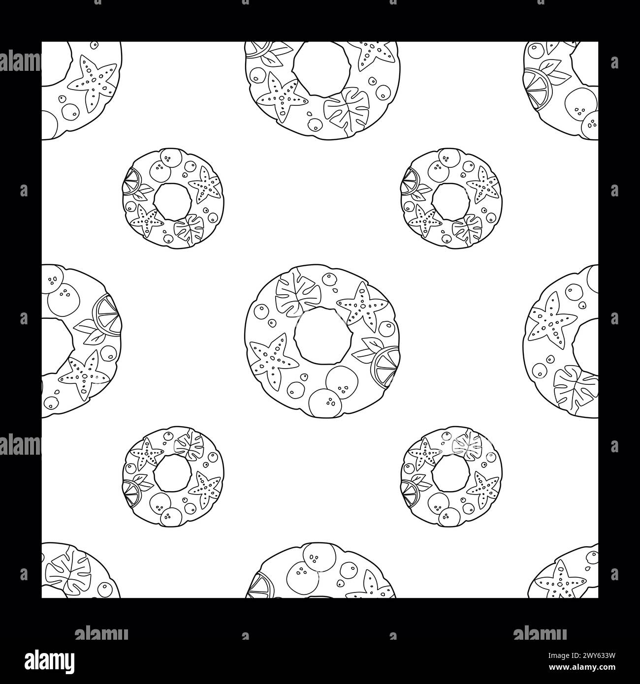 Outline Lifebuoy Seamless pattern. Hand drawn sketch Background. Vector ...