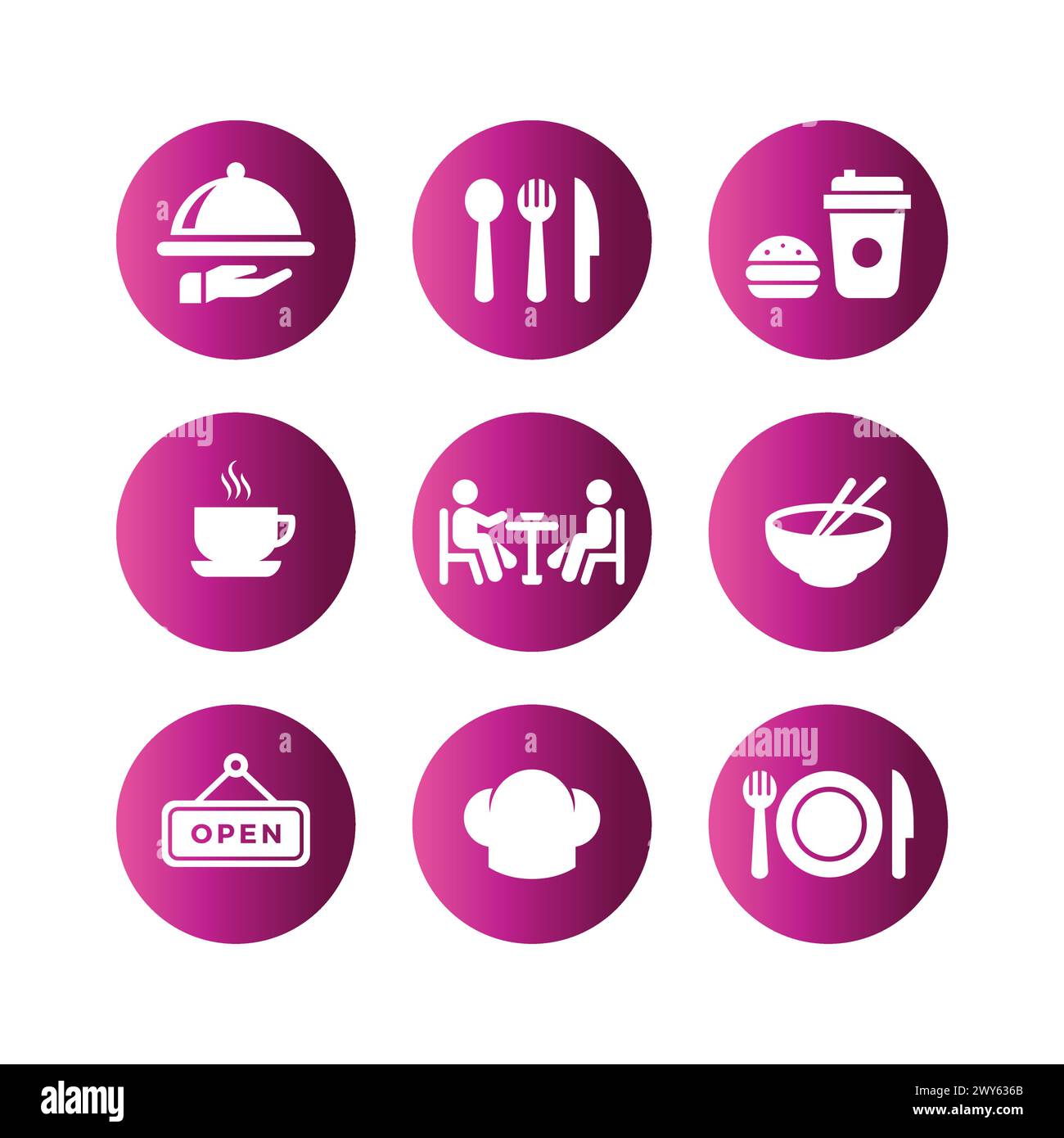 Food Icon Set Simple Design With Purple Color Stock Vector Image & Art - Alamy