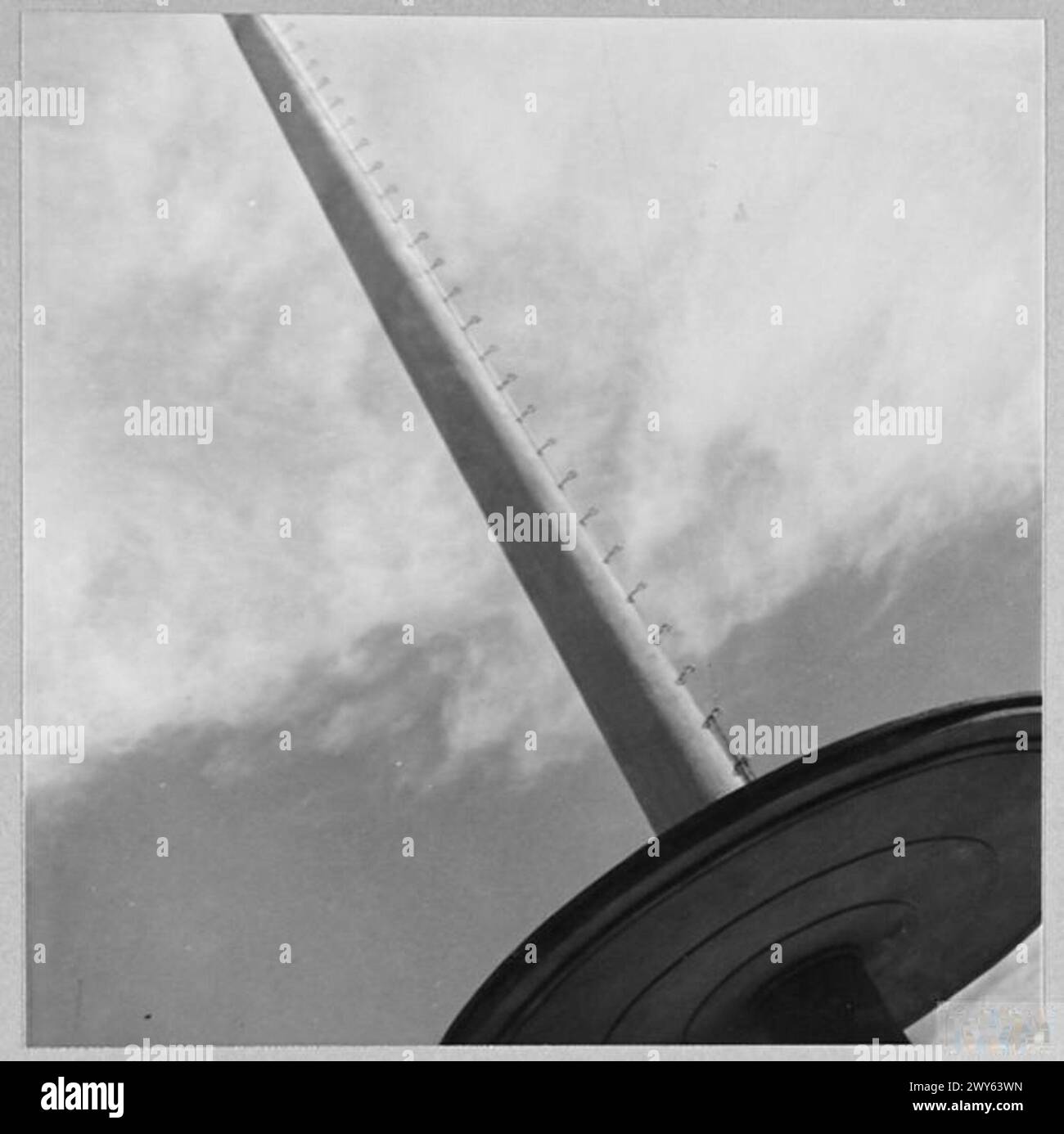 Lydda Airport in Palestine, depicted in 1944, features a radio mast and ...