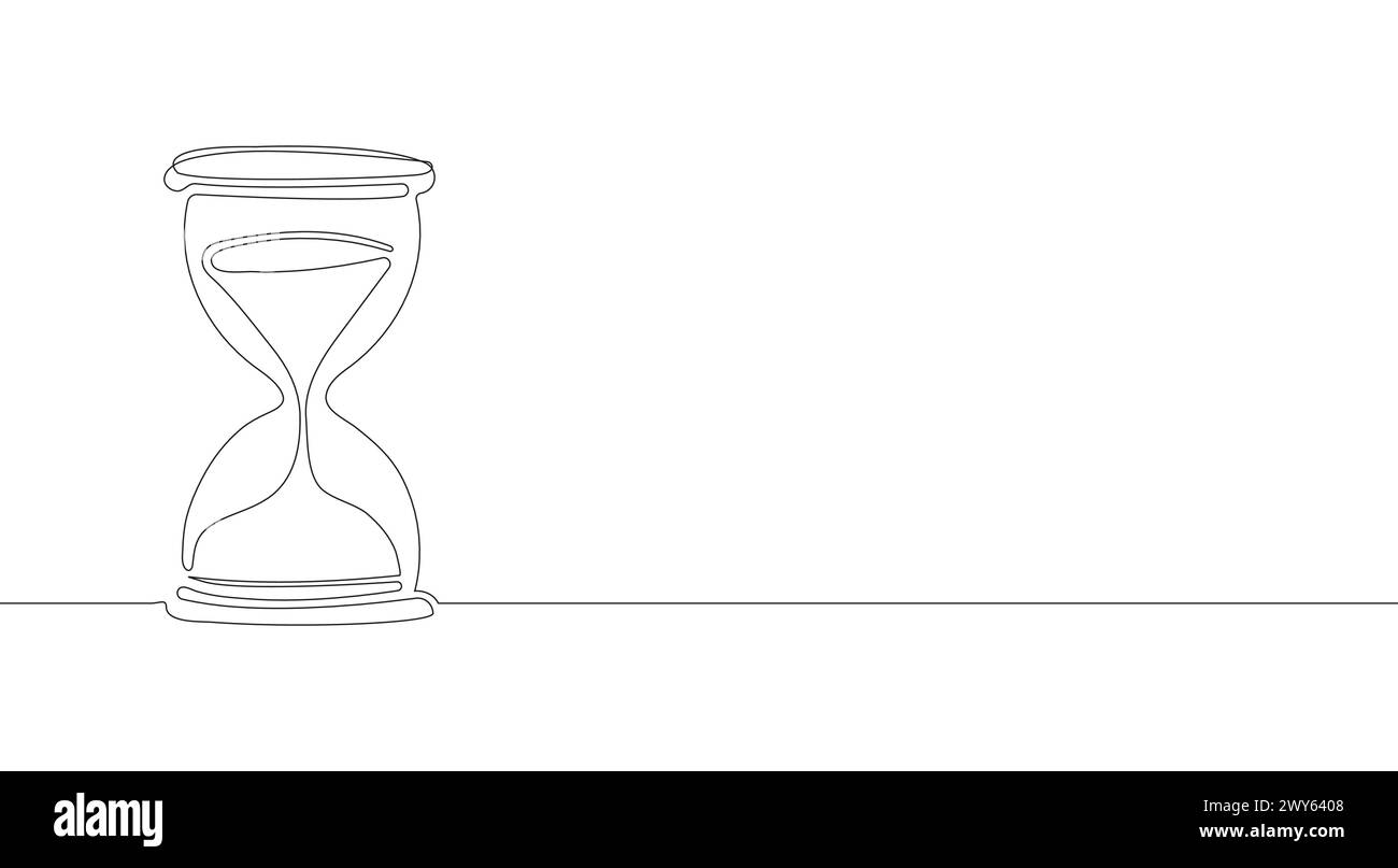 Hourglass in one line continuous. Line art hourglass outline Stock ...
