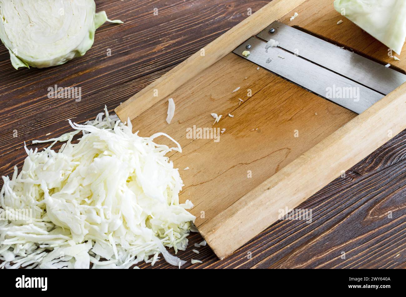Wooden cabbage chopper, cabbage shredder, vegetable slicer blades Stock ...