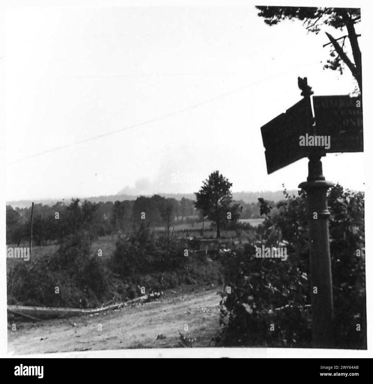 A rocket-firing Typhoon aircraft attacks near Mont Pinçon in Normandy ...