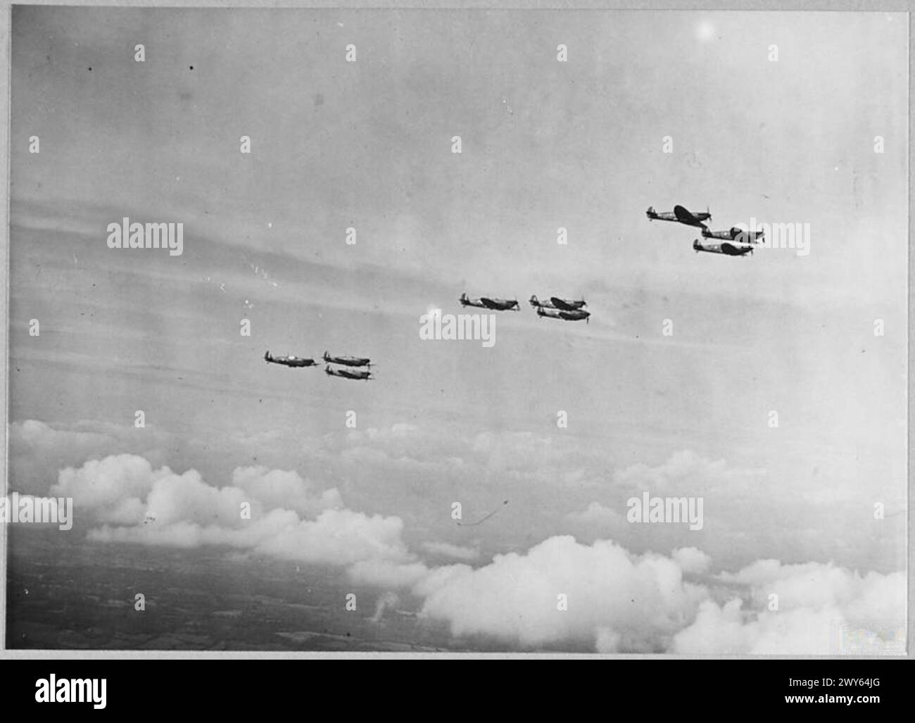 THE BATTLE OF BRITAIN 1940 - Distant view of Spitfires of No. 610 ...